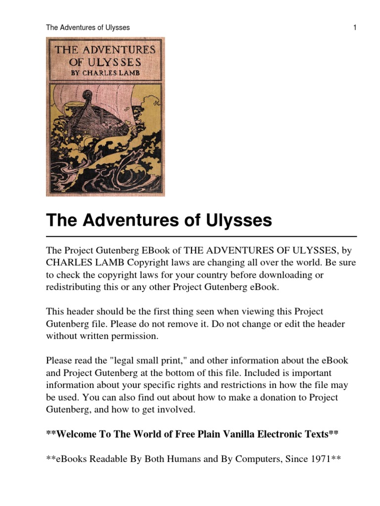 "The Adventures of Ulysses eBook" | PDF | Project Gutenberg | E Books