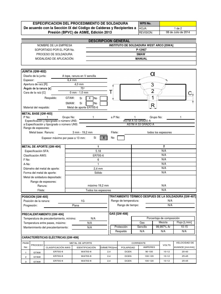 WPS Iswa Ii Gtaw 1G | PDF | Soldadura | Construcción