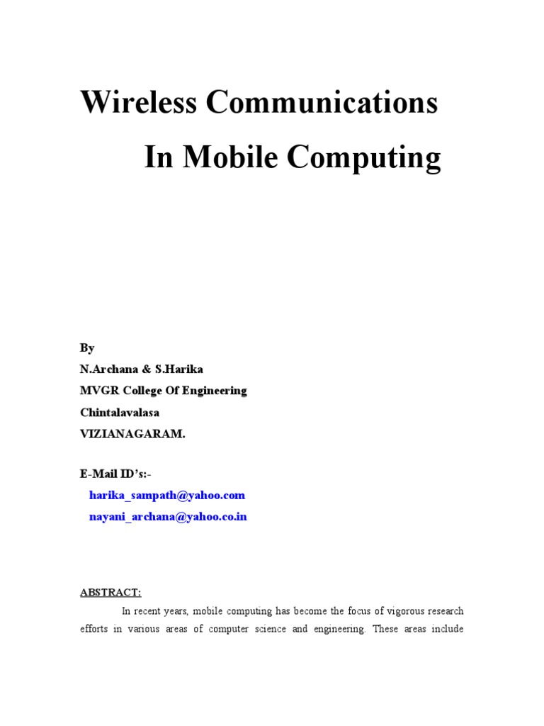 Wireless Communications in Mobile Computing | PDF | Wireless Lan ...