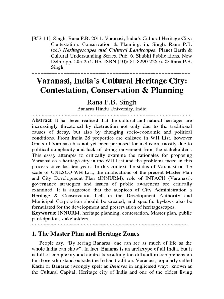 Varanasi Heritage | PDF | Cultural Heritage | Religion And Belief