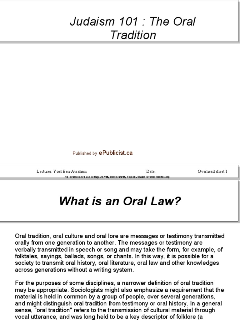 Fundamentals of Judaism 101: Oral Tradition | Download Free PDF | Oral ...