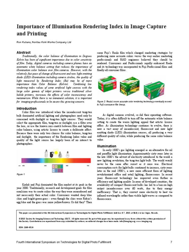 Color Rendering Index White Paper Ron Kubara Noritsu | PDF ...