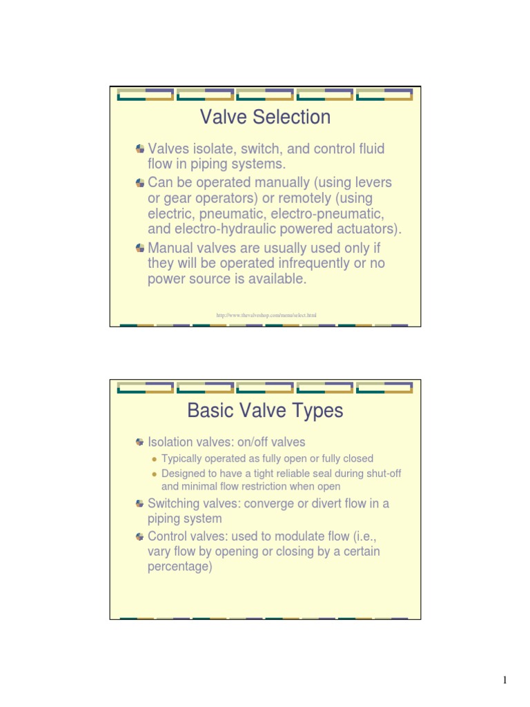 Valve Selection | PDF