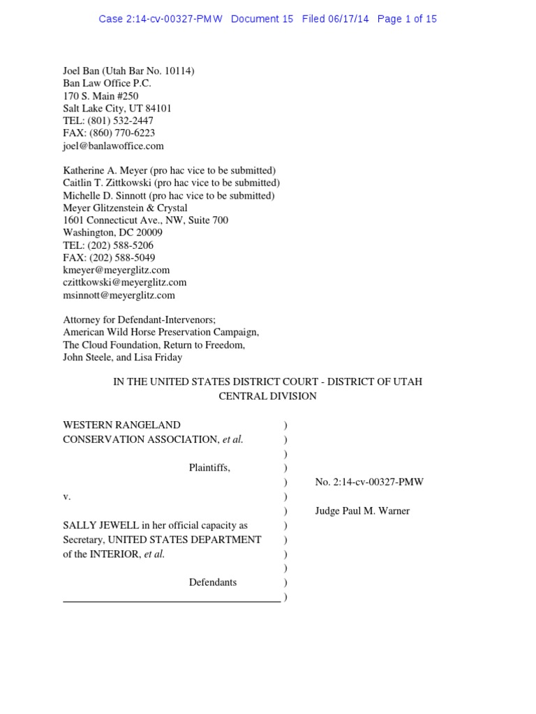 Legal Utah Motion To Intervene | PDF | Intervention (Law) | Bureau Of ...