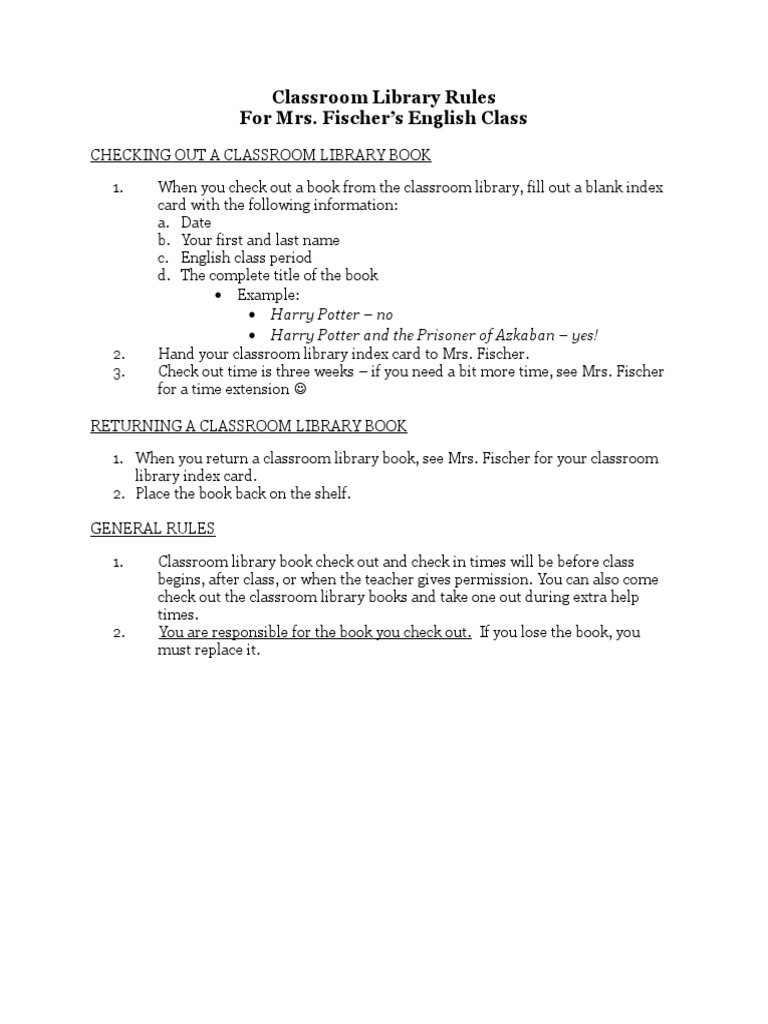 Classroom Library Checkout Guide | PDF