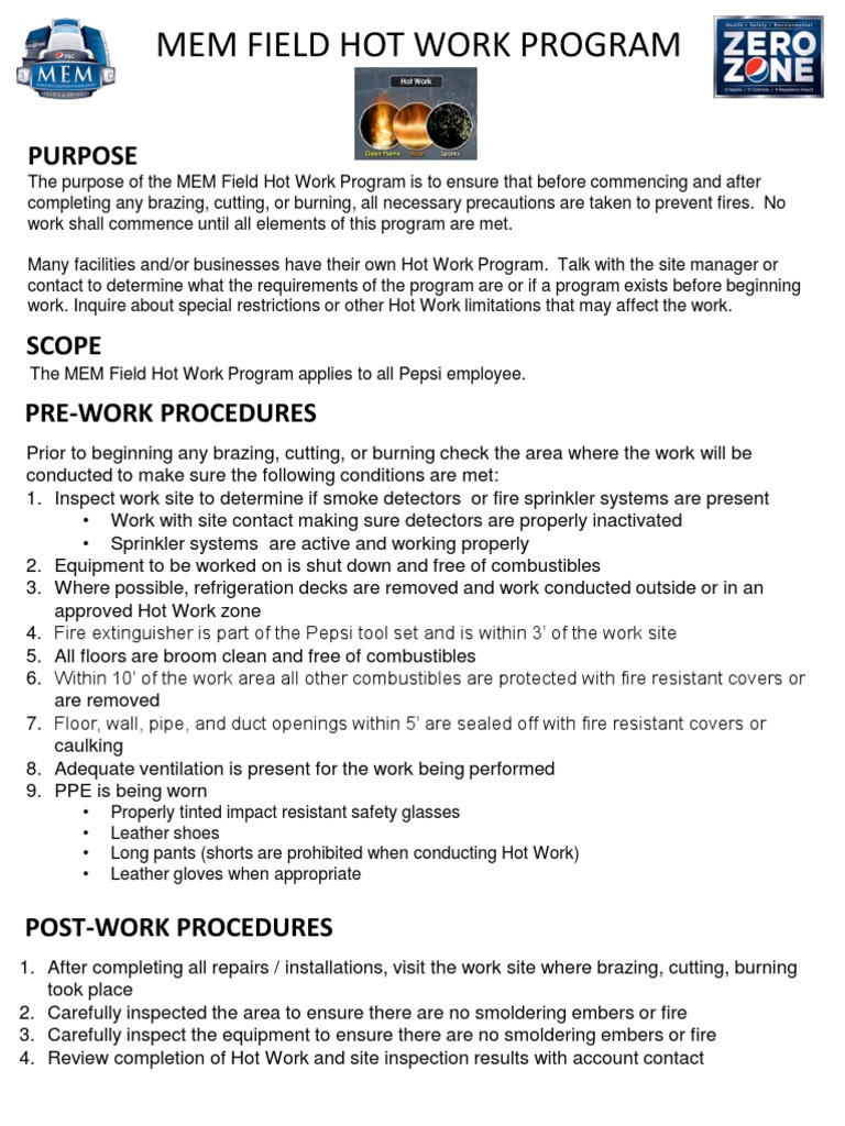 MEM Field Hot Work Safety Guidelines | PDF | Technology & Engineering