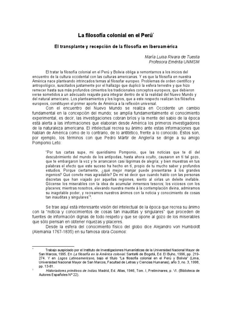 Filosofia Colonial en El Perú | PDF | Aristóteles | Esclavitud