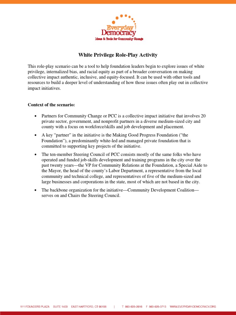 White Privilege Role-Play Activity For Foundations | PDF | Bias ...