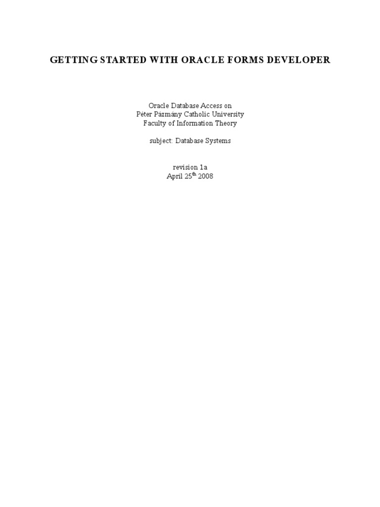 Getting Started With Oracle Forms Developer | PDF | Pl/Sql | Databases
