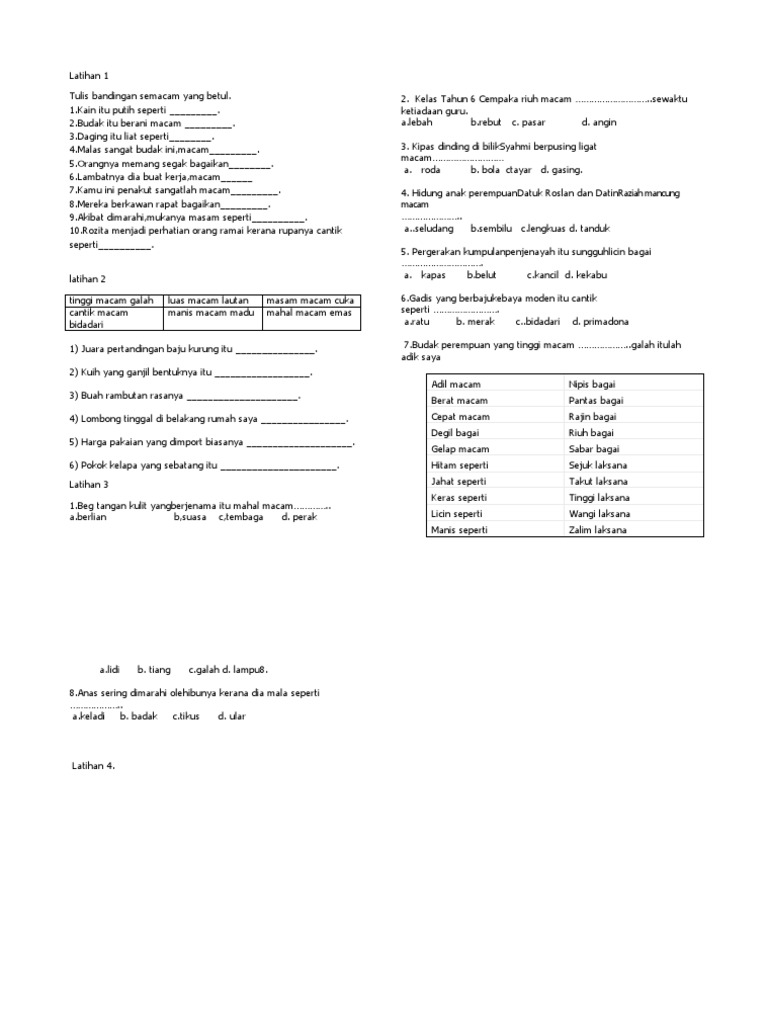 Latihan Bandingan Semacam | PDF