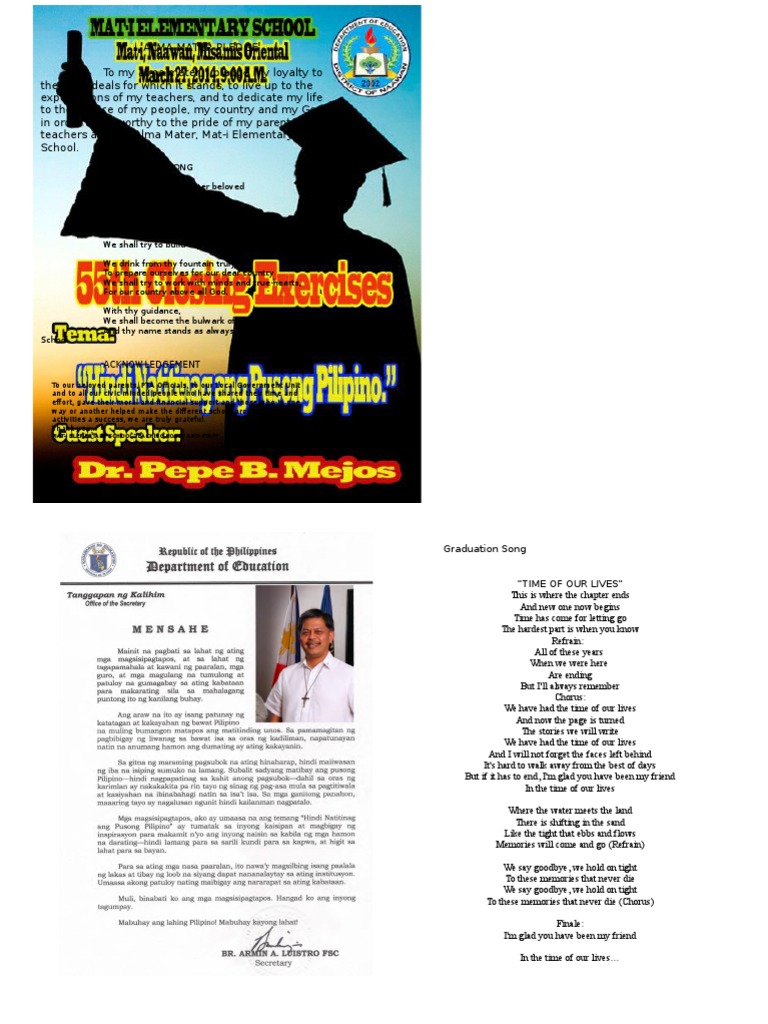 Sample Program (Closing Exercises) | PDF | Further Education | Schools