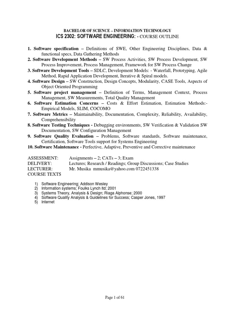 Software Engineering Notes | PDF | Software Development Process ...