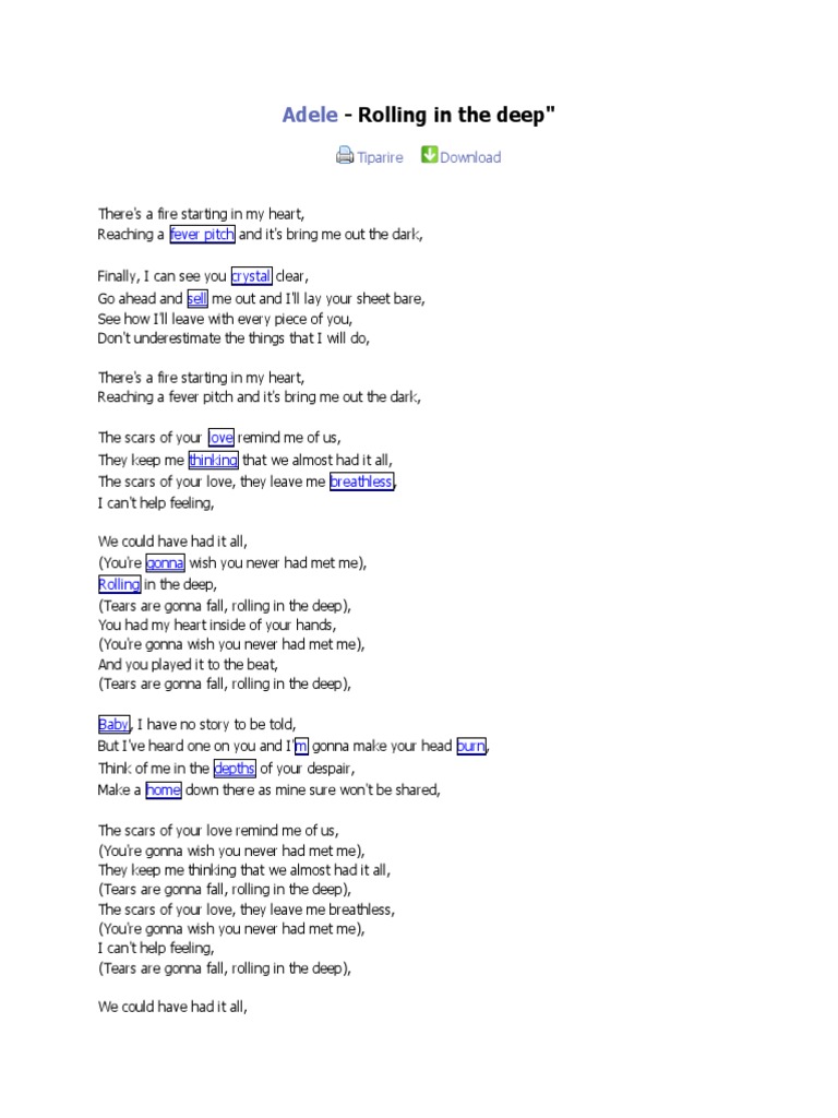 Adele: - Rolling in The Deep" | PDF | Leisure