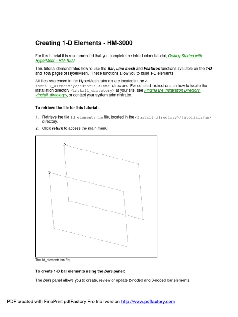 HyperMesh 1-D Element Creation Guide | PDF | Menu (Computing) | Areas Of Computer Science