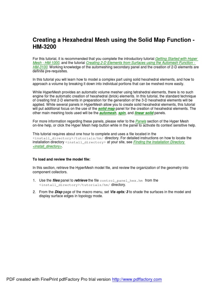 Printing - Creating A Hexahedral Mesh Using The Solid Map Function - HM-3200 | PDF | Geometry ...