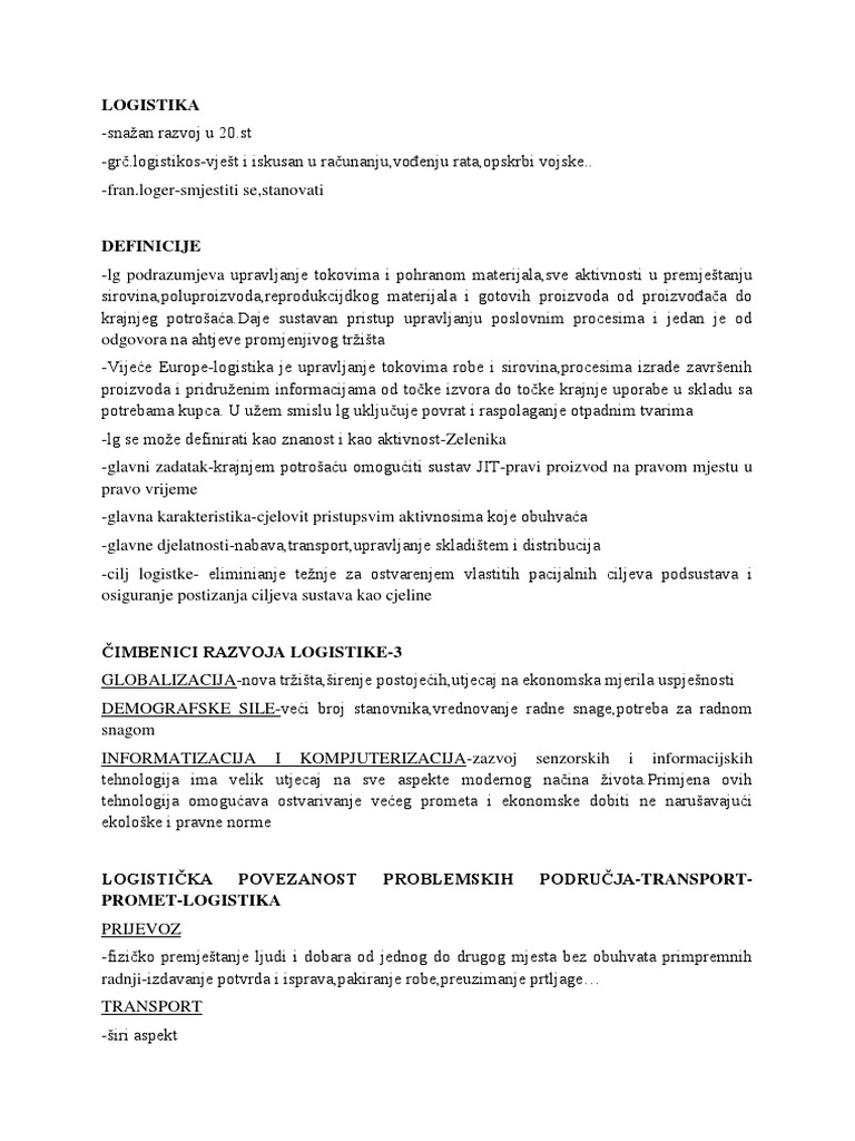 LOGISTIKA Skripta | PDF