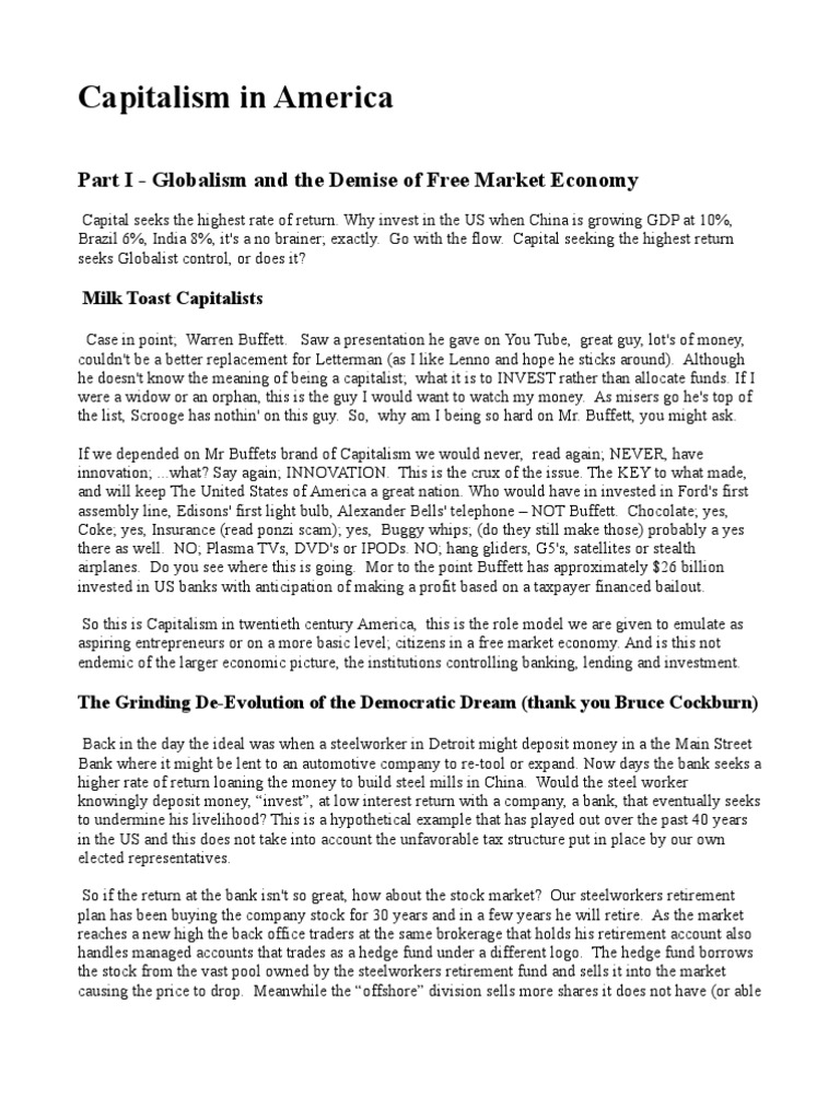 Capitalism in America | PDF | Federal Reserve | Banks