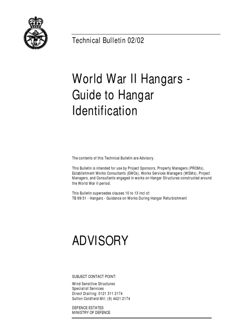 World War II Hangars - Guide To Hangar Identification: Advisory | PDF ...