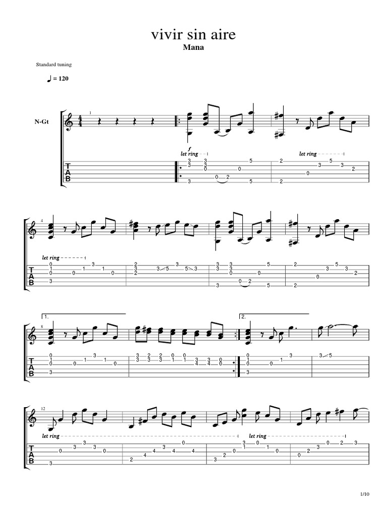 Vivir Sin Aire - Fingerstyle | PDF