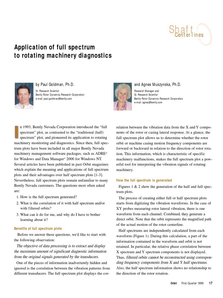 Application Of Full Spectrum Of Rotating Machinery Diagnostics Pdf