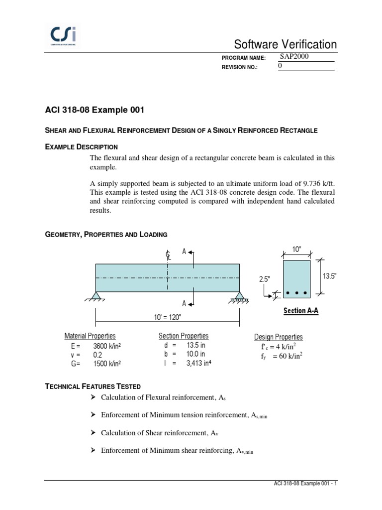 ACI 318-08 Ex001 | Download Free PDF | Shear Stress | Beam (Structure)