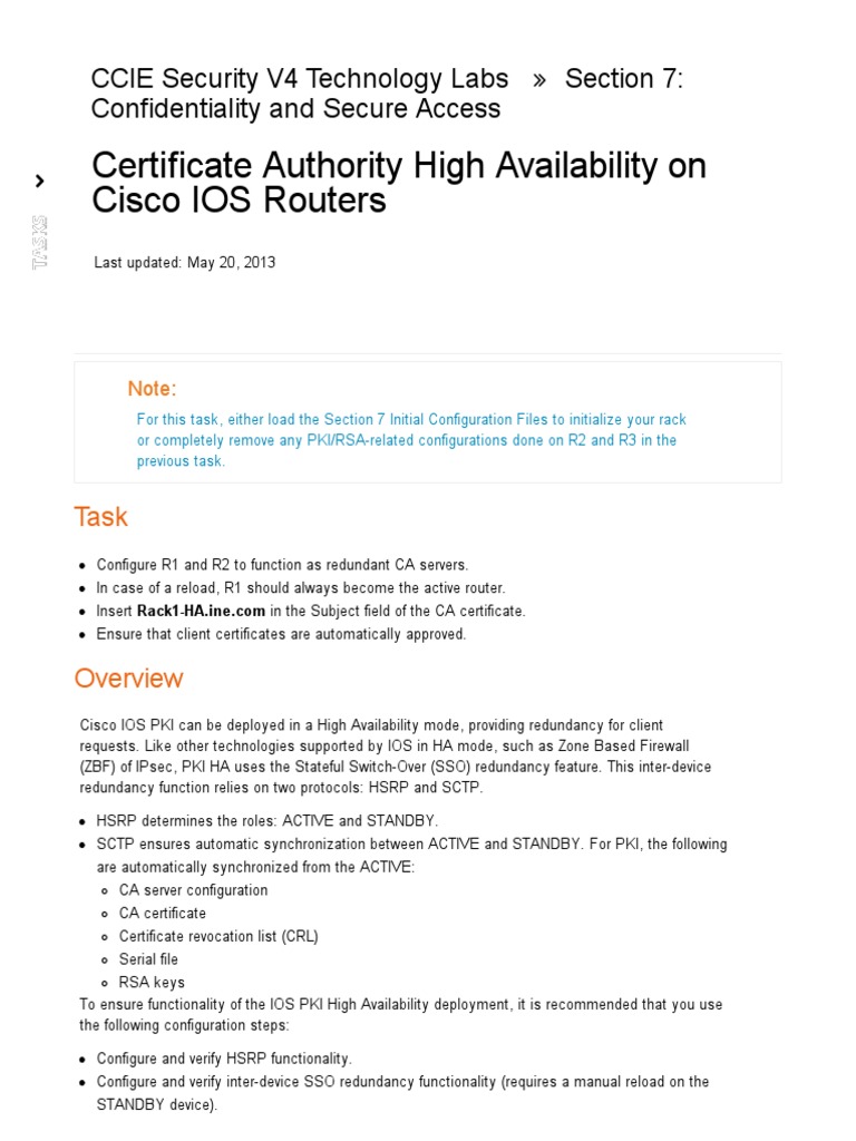 Certificate Authority High Availability On Cisco IOS Routers | PDF ...