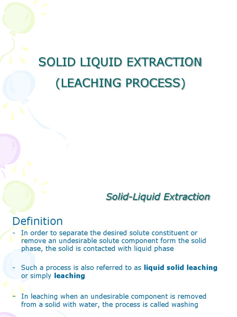 Leaching | PDF | Solubility | Solution