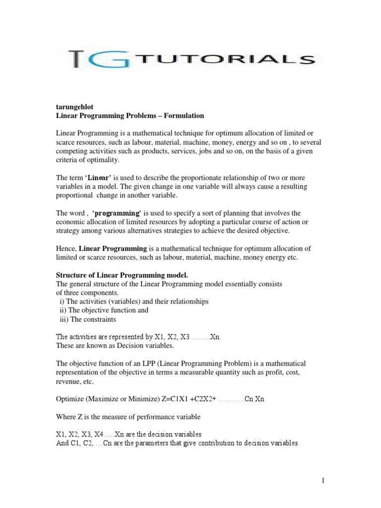 Linearprogramming | PDF | Loss Function | Linear Programming