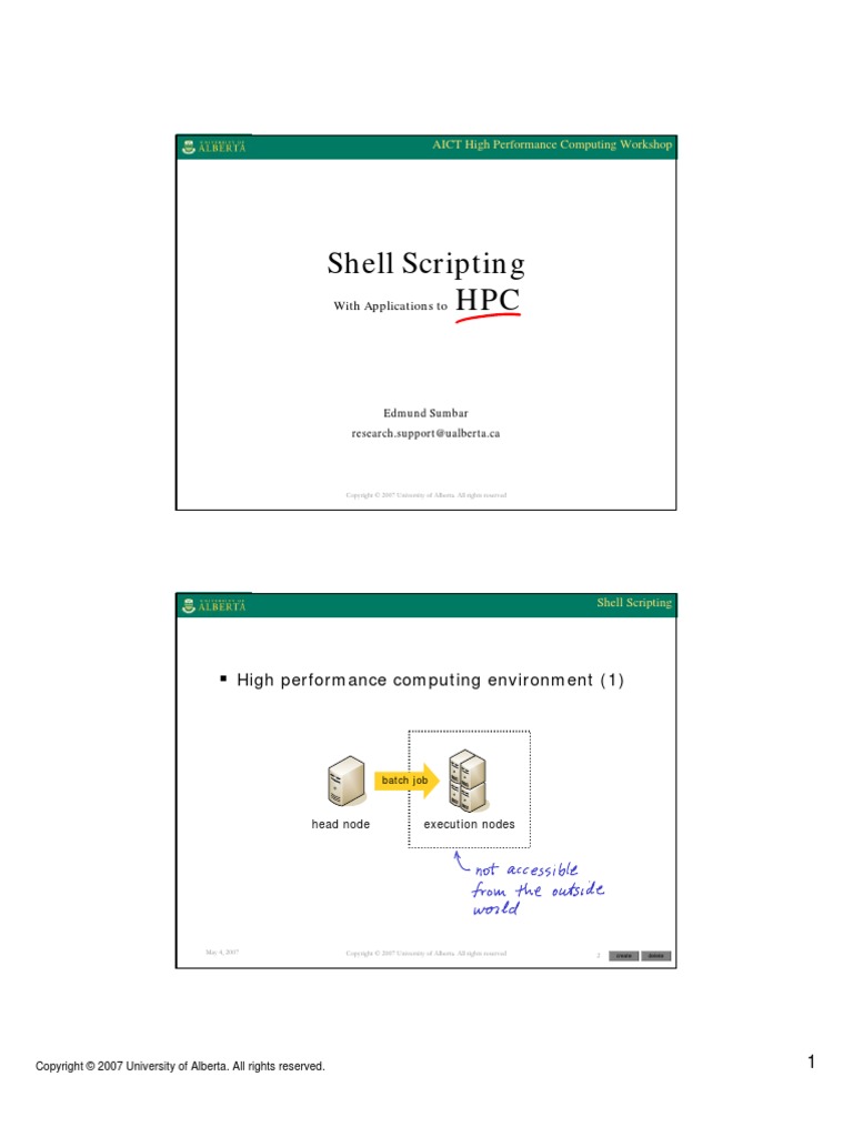 Shell Scripting Hpc High Performance Computing Environment Pdf Command Line Interface
