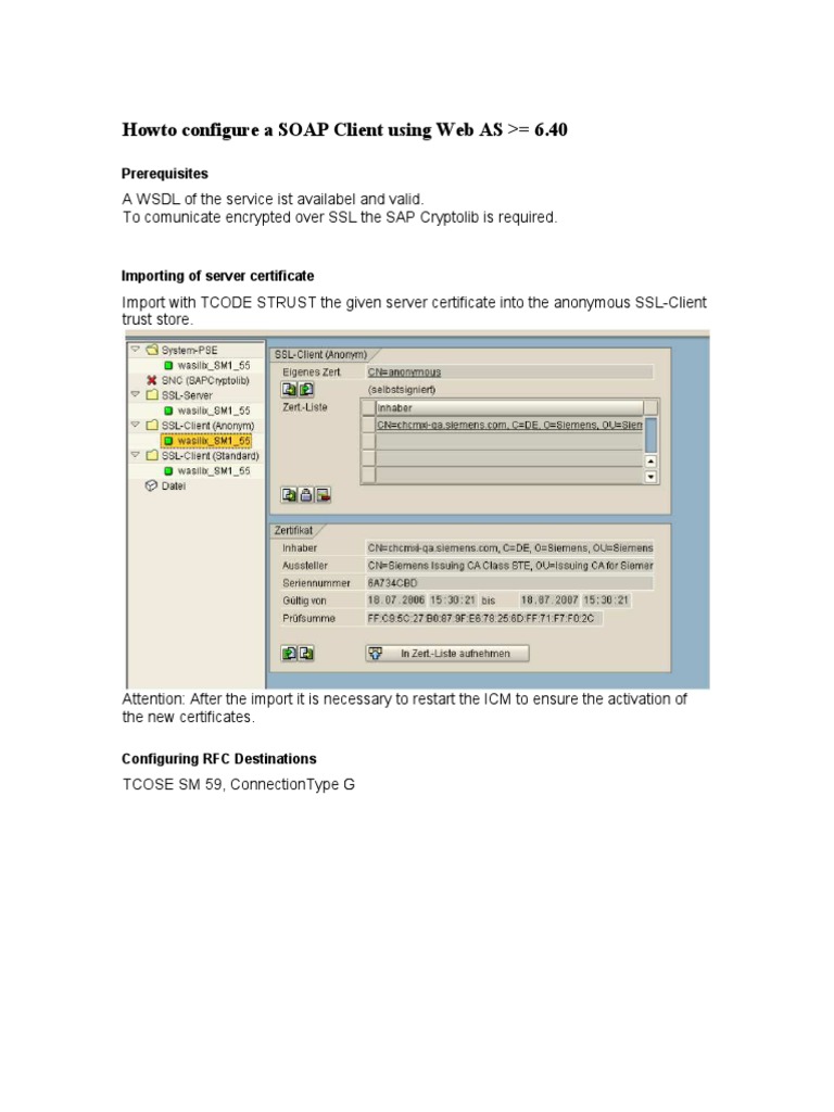 Howto Configure A SOAP Client Using Web AS 6.40: Prerequisites | PDF ...