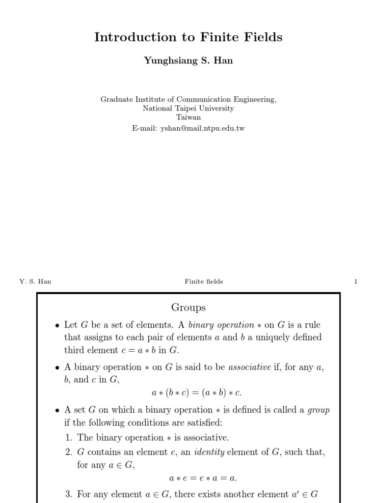 Introduction to Finite Fields | PDF | Group (Mathematics) | Field (Mathematics)