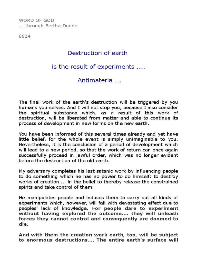 Earth Destruction and Spiritual Salvation | PDF | Revelation ...
