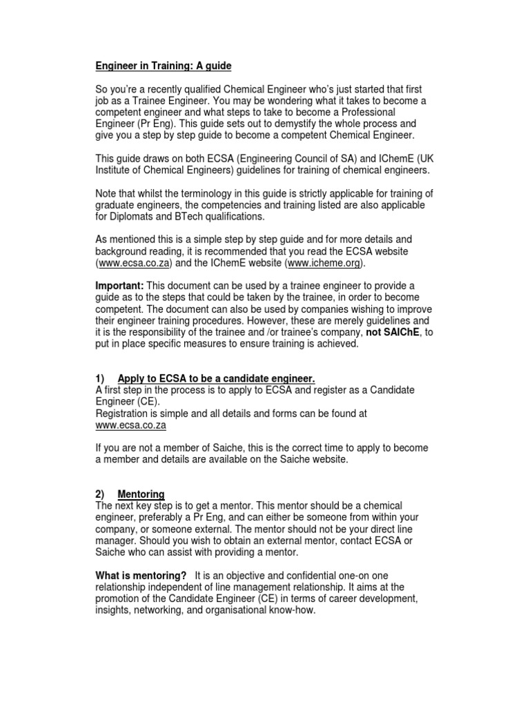 Engineer in Training PDF | PDF | Competence (Human Resources) | Mentorship