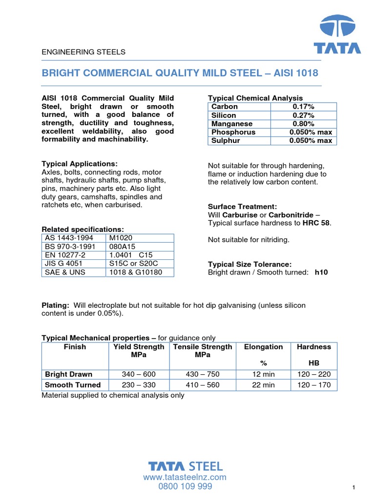 AISI 1018 Mild Steel Specs & Uses | PDF | Welding | Construction