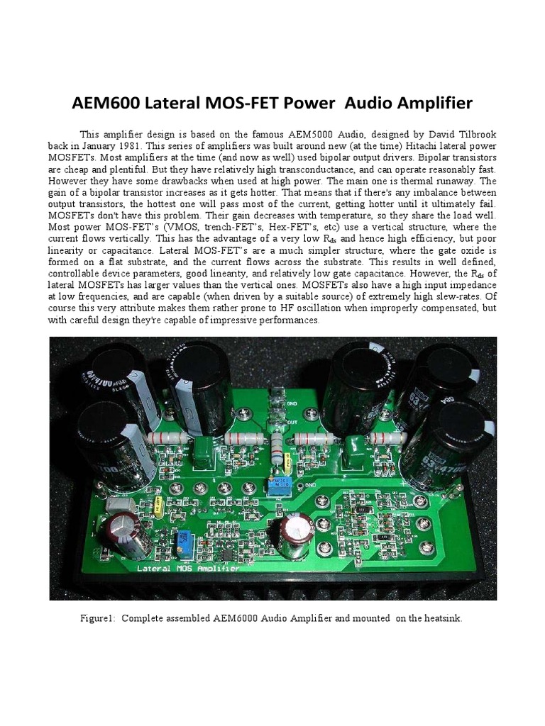AEM6000 Lateral MOS-FET Power Audio Amplifier | PDF | Amplifier | Mosfet