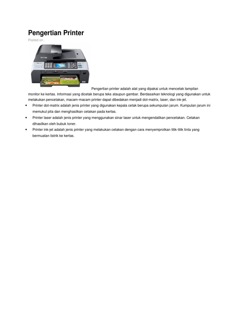 Pengertian dan Jenis-Jenis Printer | PDF
