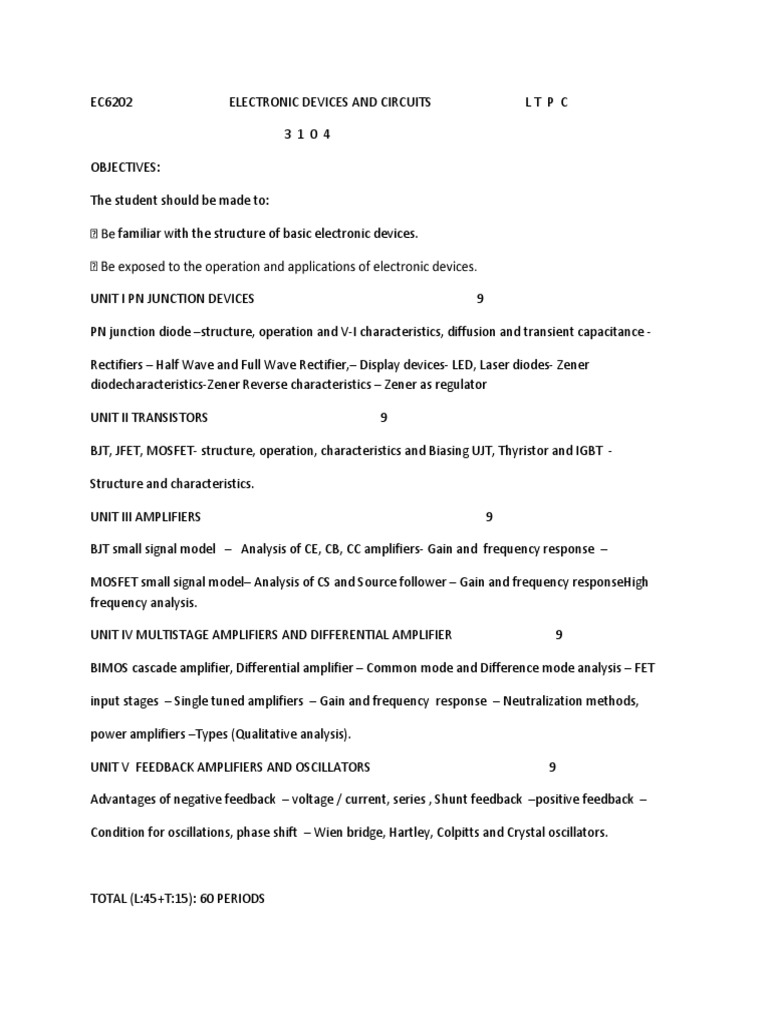 Edc Material | PDF | Amplifier | Field Effect Transistor