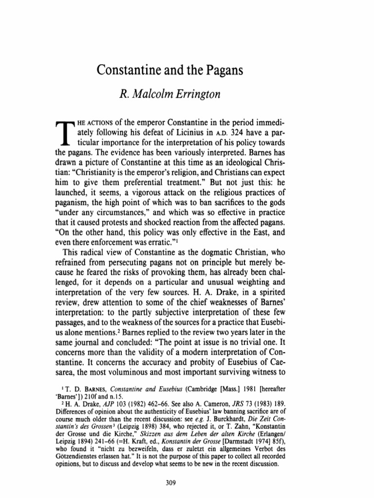 Constantine and The Pagans | PDF | Constantine The Great | Eusebius