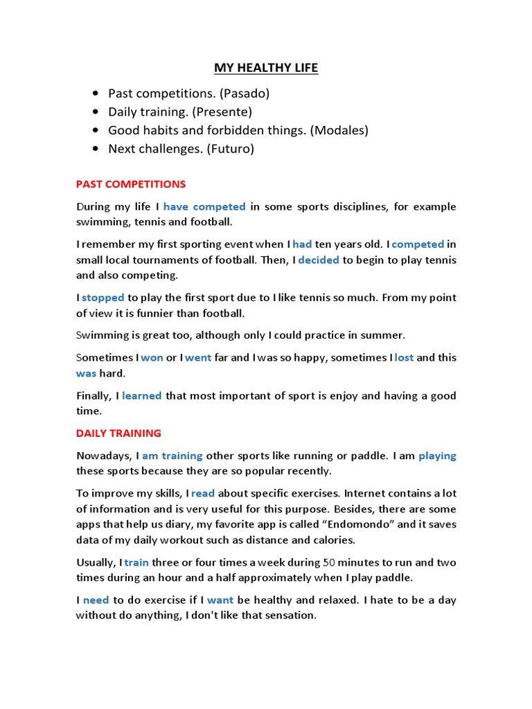 My Healthy Life - Topic | PDF | Sports | Wellness