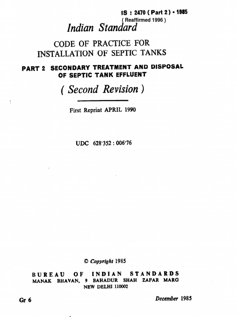 Is 2470 - 2 | PDF | Septic Tank | Soil