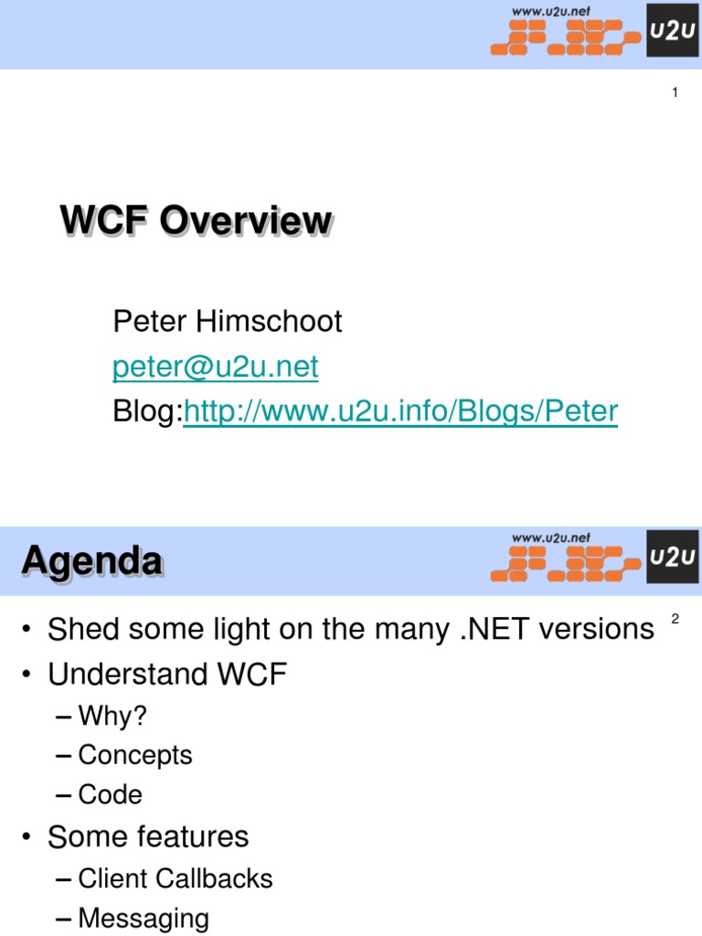 U2u Wcf Introduction Pdf Windows Communication Foundation Soap