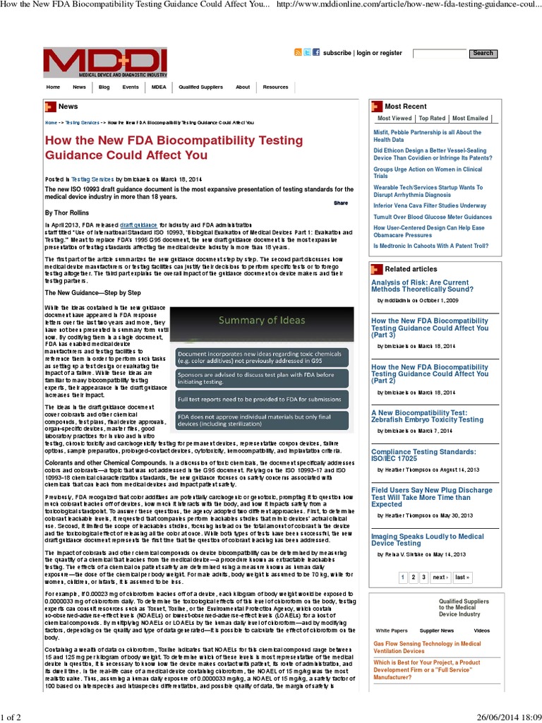 How the New FDA Biocompatibility Testing Guidance | Medical Device ...