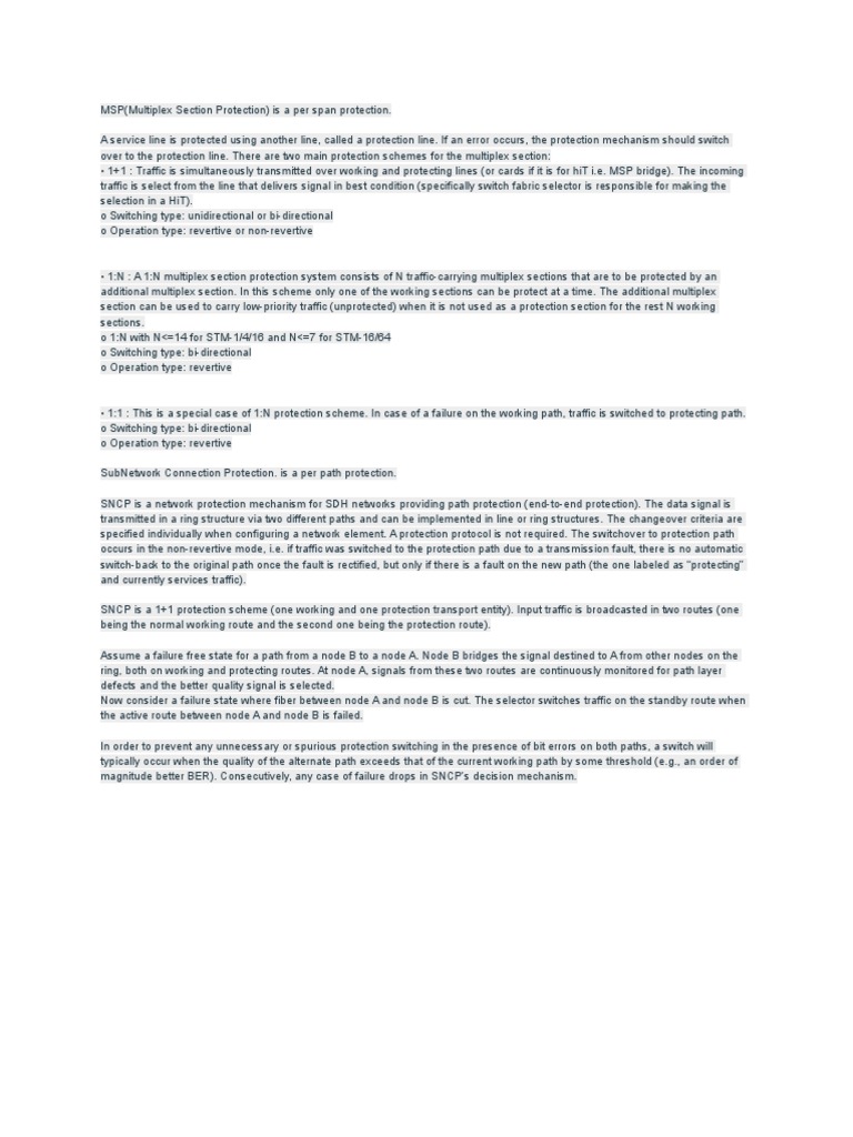 SNCP and MSP Protection Mechanisms | PDF | Network Architecture | Computing