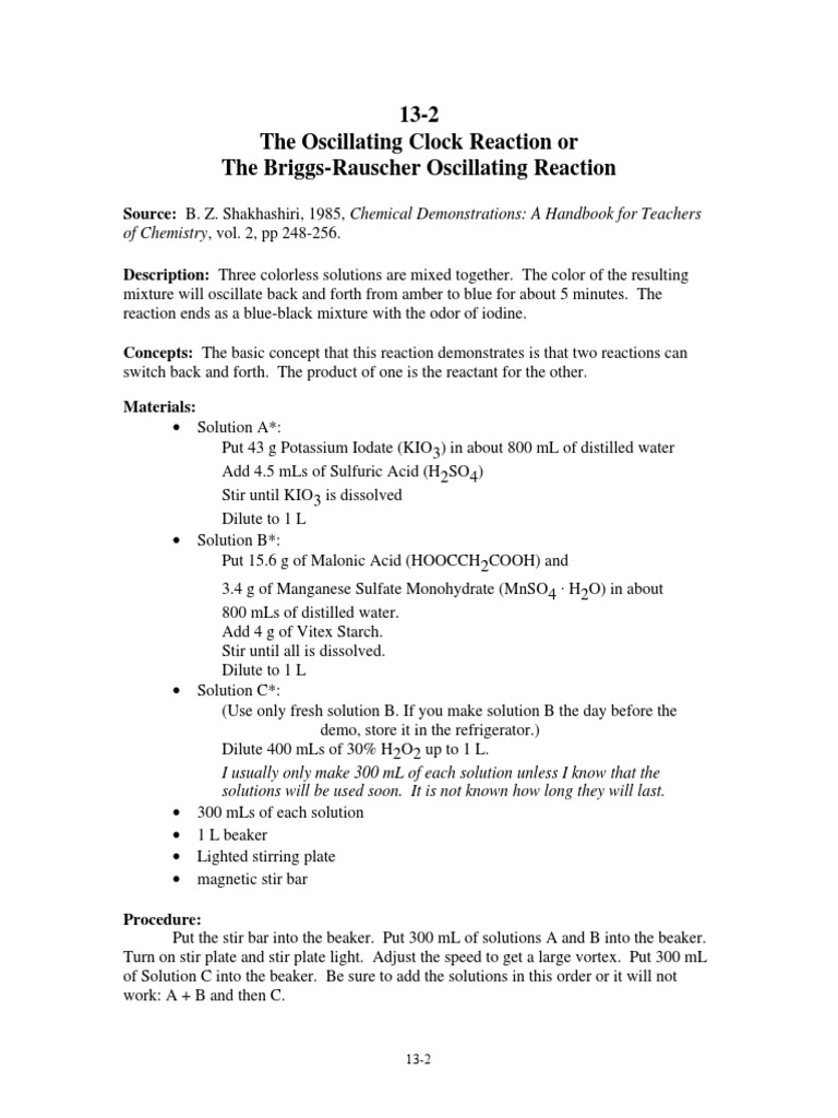 Oscillating Clock Reaction | PDF