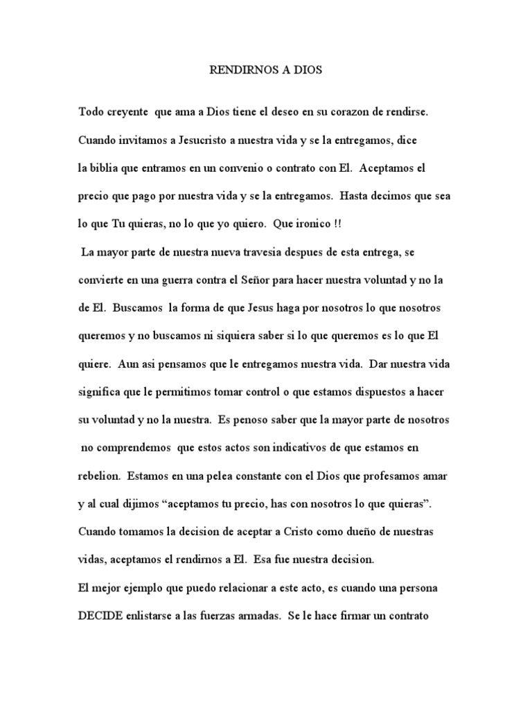 Rendirnos A Dios | PDF | Jesús | Dios