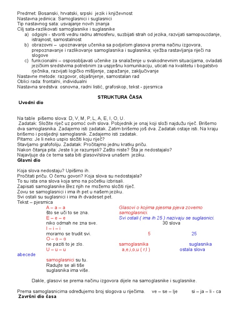 J Samoglasnici I Suglasnici | PDF