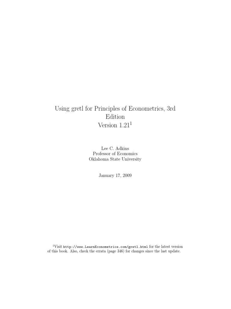 Using Gretl For Principles of Econometrics, 3rd Edition | PDF | Command Line Interface | Software
