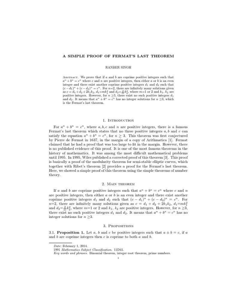 Analytical Simple Proof of Fermat's Last Theorem Using The Fundamental ...