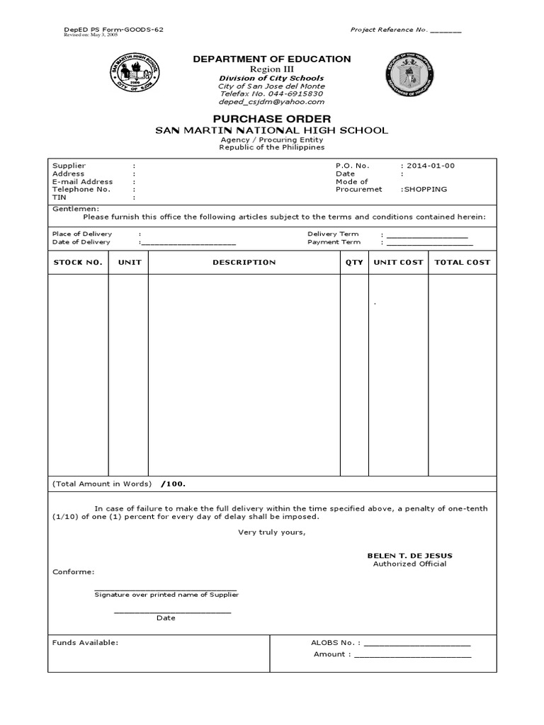 MOOE Purchasing Forms | PDF | Government | Business
