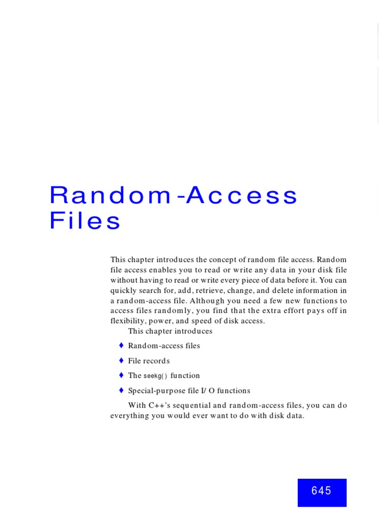 Random-Access Files: Example | PDF | Random Access Memory | Disk Storage